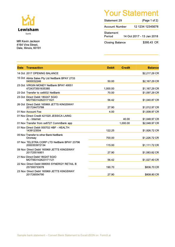 What Is A Bank Statement Example Pdf Infoupdate